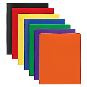 Office Depot® Brand 2-Pocket School-Grade Poly Folders With Prongs, 8-1/2" x 11", Assorted Colors, Pack Of 48