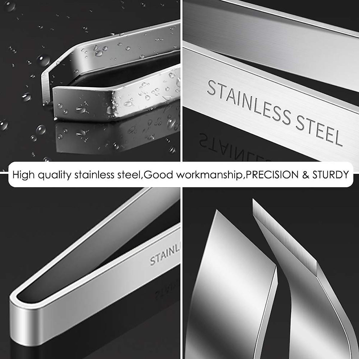 3 Pcs Fish Bone Tweezers, Stainless Steel 2 Flat and 1 Slant Tweezers, maxin Pliers Remover Tool for Remove Fish Bones, Needle Dones, Scales