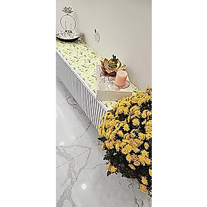 Throw Pillow Lemon Ruffle TV Console Unit Runner/TV Cabinet Cover Diwali Festival Decor (3 Feet TV Console(14x48 Inches)