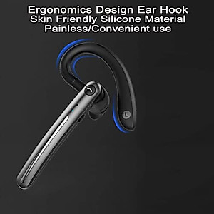 IHAO Single Ear Wireless Bluetooth Earphone Noise Cancelling Stereo Dual HD Mic Headphone Earpiece 16Hrs Hands-Free Calling in-Ear Headset Painless Firm Wear for Driving/Business/Office/Trucker