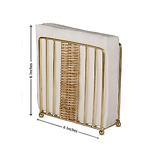 Folkulture Napkin Holder for Table, Napkin Holder for Kitchen Countertop, Square Paper Napkin Holder Modern for Table Decor, Farmhouse Tissue Holder for Centrepiece Decor, Gold