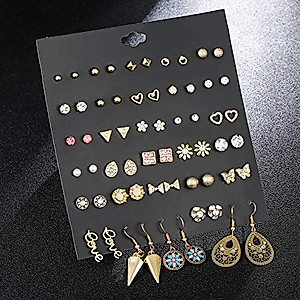 90 Pairs Earrings for Women Studs Set Assorted Earrings Stud Earrings Set Bow Ball Faux Pearl Earrings Set Simple Earring Set