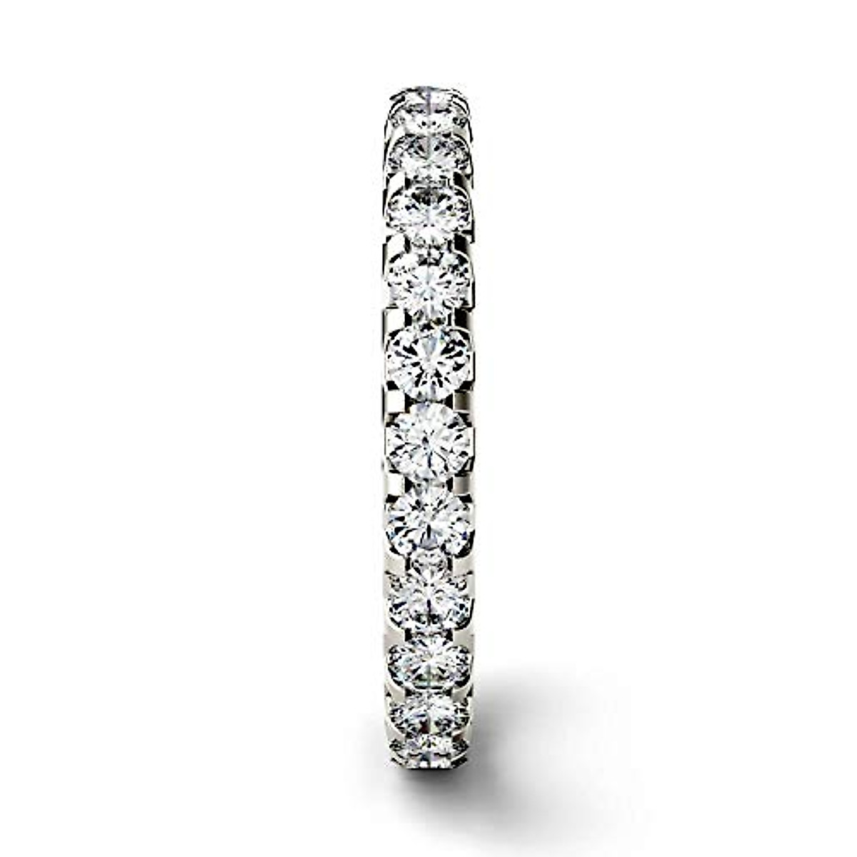 Charles & Colvard Forever One 2.2mm Round Cut Moissanite Eternity Band for Women | 1 cttw DEW | Lab Grown | Solid 14K White Gold with Rhodium | Size 6