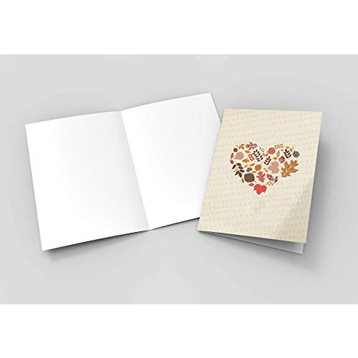 Note Card Cafe Fall Greeting Cards with Kraft Envelopes | 24 Pack | Happy Fall Heart Design | Blank Inside, Glossy Finish | Autumn, Winter, Christmas, Occasions