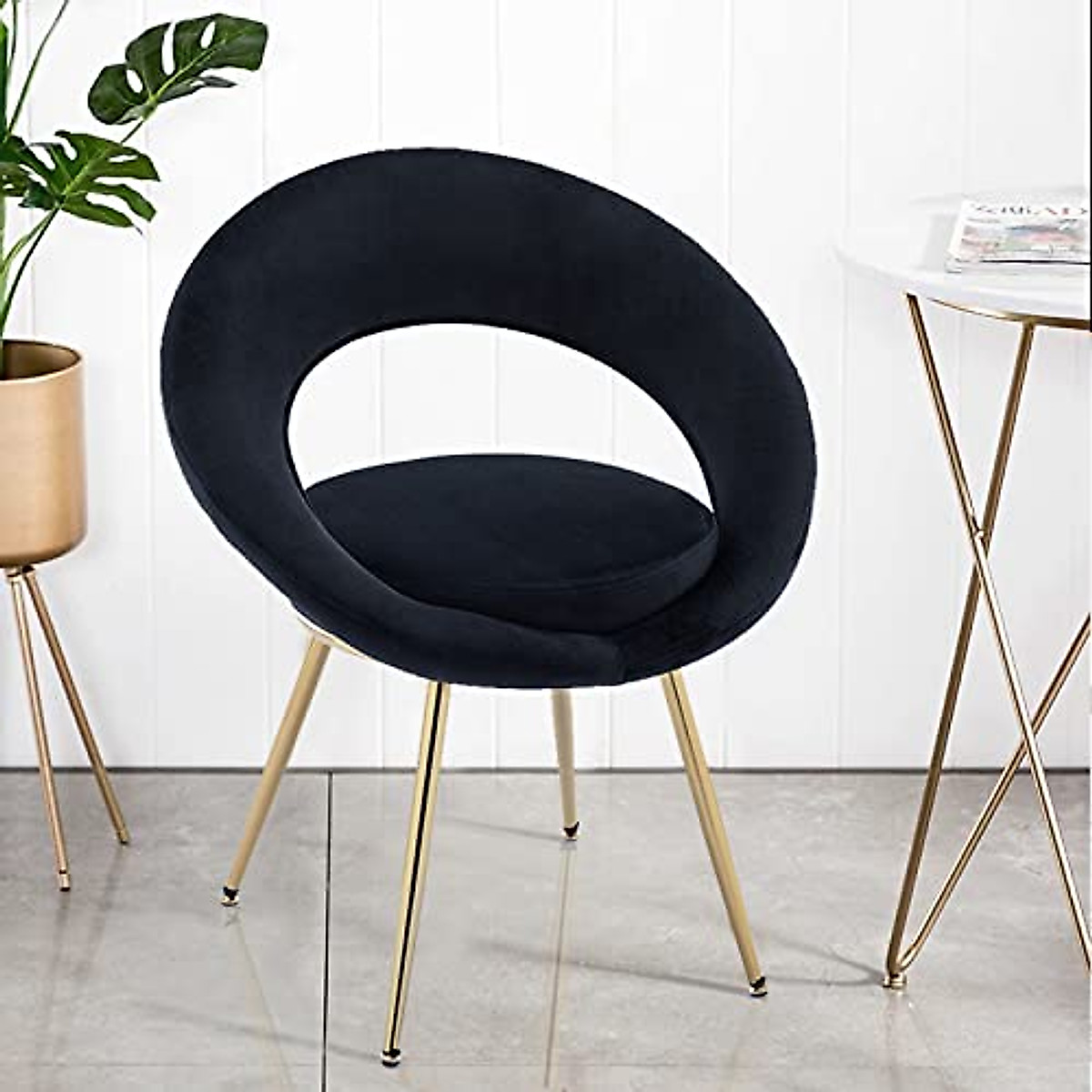 HomVent Modern Makeup Desk Chair Vanity Chair,Round Back Dining Chairs Accent Chairs with Golden Metal Leg for Bedroom Living Room Vanity Dining Room