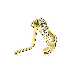 Gold-Tone 316L Surgical Steel L Shape Nose Stud Ring Heart Infinity Nose Hugger 20G