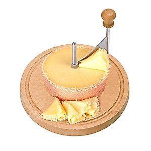 WILLOWDALE Wooden Cheese Curler, 8.5 Inches Cheese Cutter Stainless Steel Cheese Shaver for Cheese Wheel & Chocolate, Manual Cheese Slicer Kit, Suitable for Home, Restaurants, Cafes, and Dessert Shops