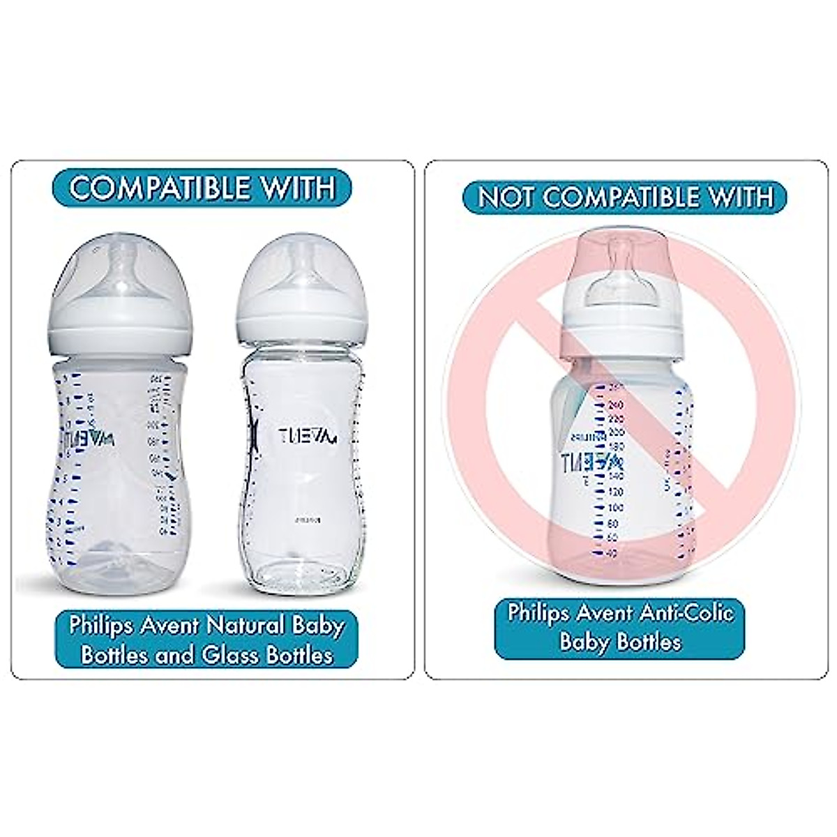 Straw Cup Conversion Kit for Philips Avent Natural Baby Bottle | 2-Count | with Weighted Straw, Bottle Handles and Straw Cleaning Brush | BPA-Free | Spill-Proof (Straw Top)