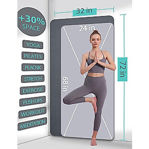 Yoga Mat Double-Sided Non Slip, 72'' x 32'' x 7mm - Extra Wide & Thick Yoga Mat with Strap, Ideal for Men Women Kids, Professional TPE Yoga Mats for Home Workout, Pilates and Floor Exercises