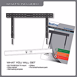 QualGear QG-TM-002-BLK 37-Inch to 70-Inch Universal Ultra Slim Low Profile Fixed Wall Mount LED TVs, Black