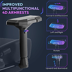 Dowinx Big and Tall Gaming Chair with 4D Armrest and Footrest, High Backrest Office Game Chair with Suede Headrest and Lumbar Support, Pu Leather Ergonomic Computer Chair 400LBS, Black