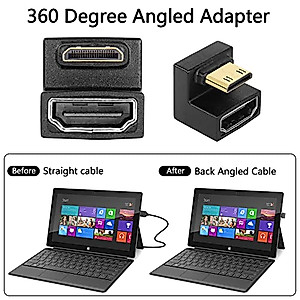 GINTOOYUN U Shape Mini HDMI to HDMI Adapter 8K Mini HDMI Male to 180 Degree HDMI Female Extension Adapter for Camera,Laptop,Tablet,HDTV,Projector 2 PCS(UP)