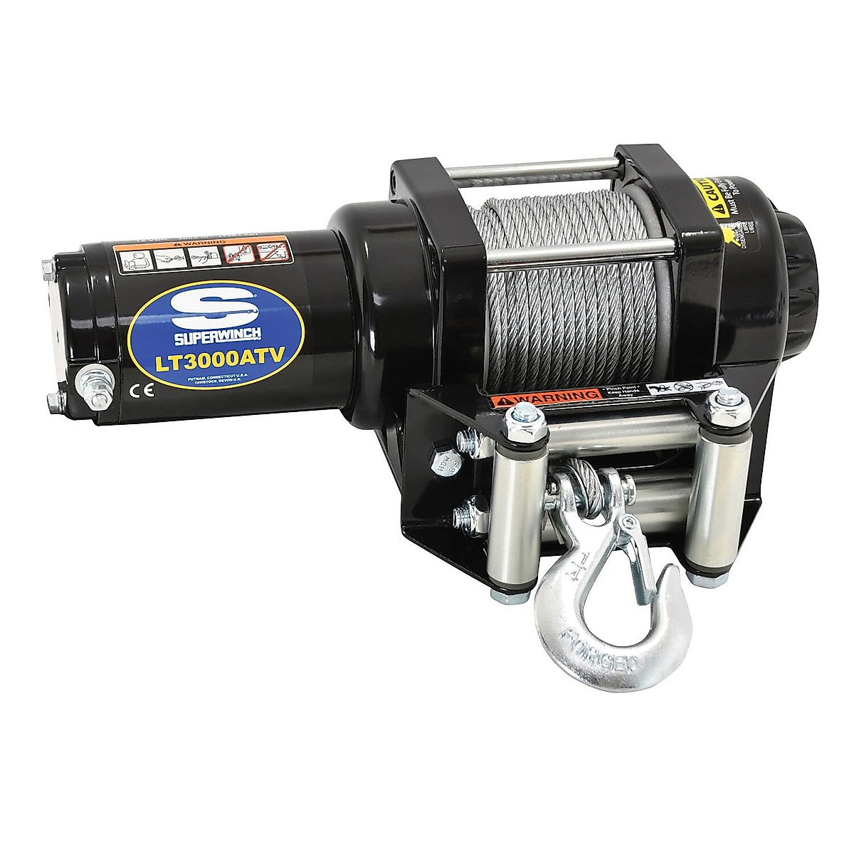 Superwinch 1130220 LT3000 12V DC WInch 3,000lb/1361kg Single Line Pull with Roller Fairlead, 3/16in x 50ft Steel Wire Rope, Corded Handheld Remote