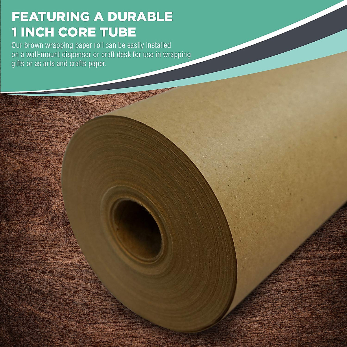 Kraft Brown Paper Roll 30" x 2,400" (200 ft) – 100% Recyclable Craft Construction and Packing Paper for Use in Moving, Bulletin Board Backing and Paper Tablecloths