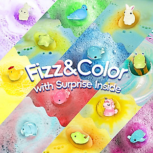 Bath Bombs for Kids with Toys Inside, 12Pcs Kids Bath Bombs with Glow-in-The-Dark Surprise Inside, Handmade Bubble Bath Fizz Balls, Gentle and Kids Safe, Birthday Easter Stuffers for Girls Boys