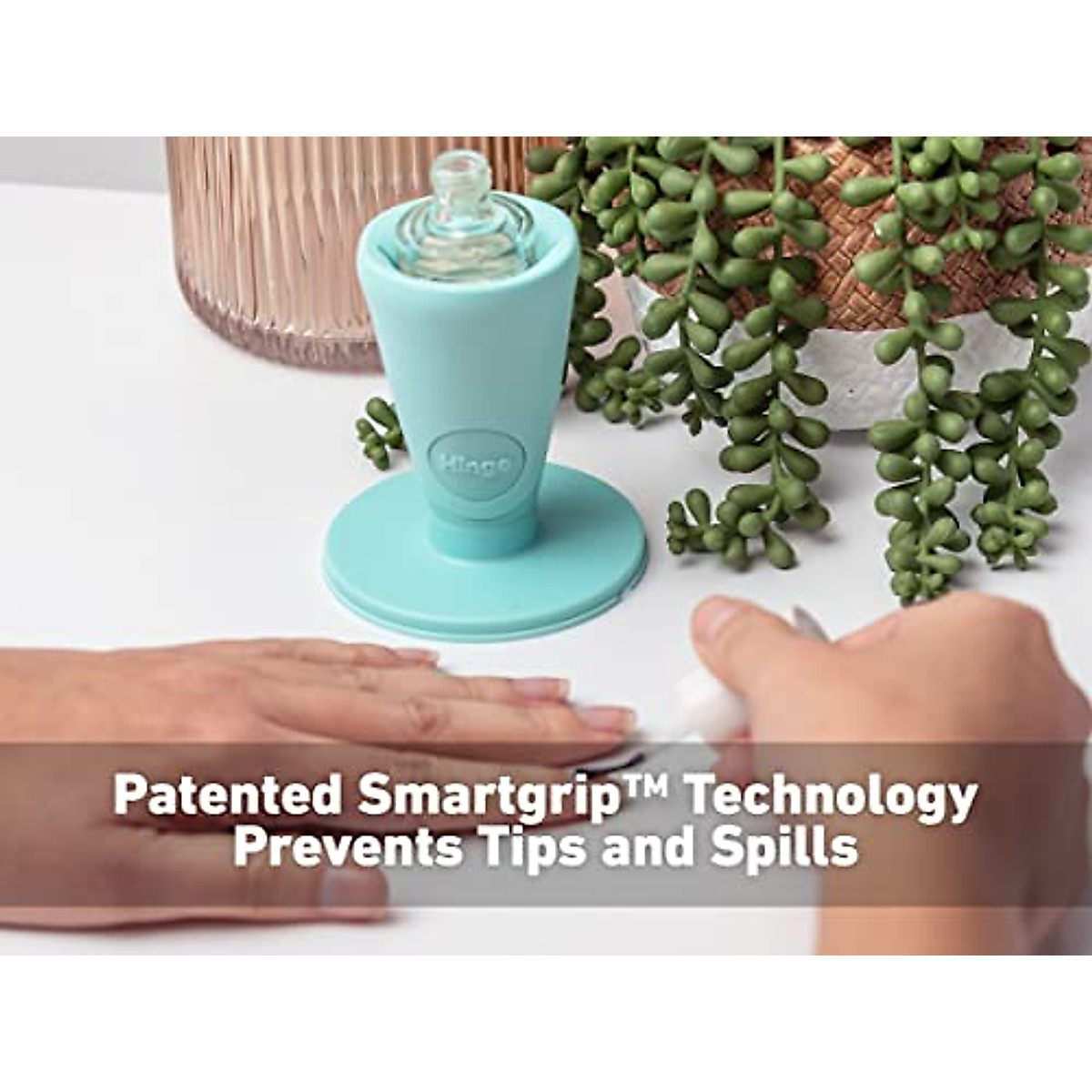 tweexy Hinge Untippable Nail Polish Holder, Fingernail Painting Tools, Anti-Spill Smartgrip Airlock Suction Bottle Stand, Nail Art Pedicure & Manicure Accessories (Zen Green)