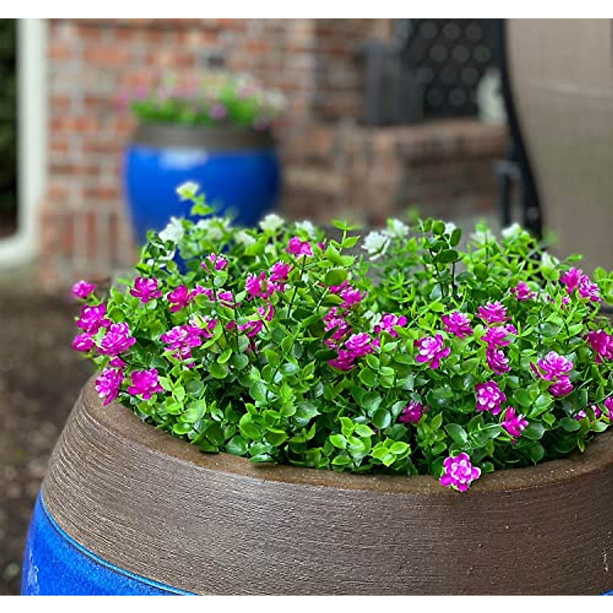 TEMCHY 8 Bundles Artificial Flowers Lifelike No Fade UV Resistant Fake Plastic Flowers Faux Plants for Hanging Planters Outside Porch Window Box Wedding Home Décor - Indoor/Outdoor Use