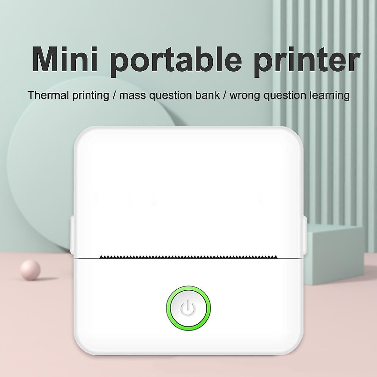 Alomejor Portable Mini Thermal Printer, Pocket Error Machine Printer with One Click Printing for Students Working Groups