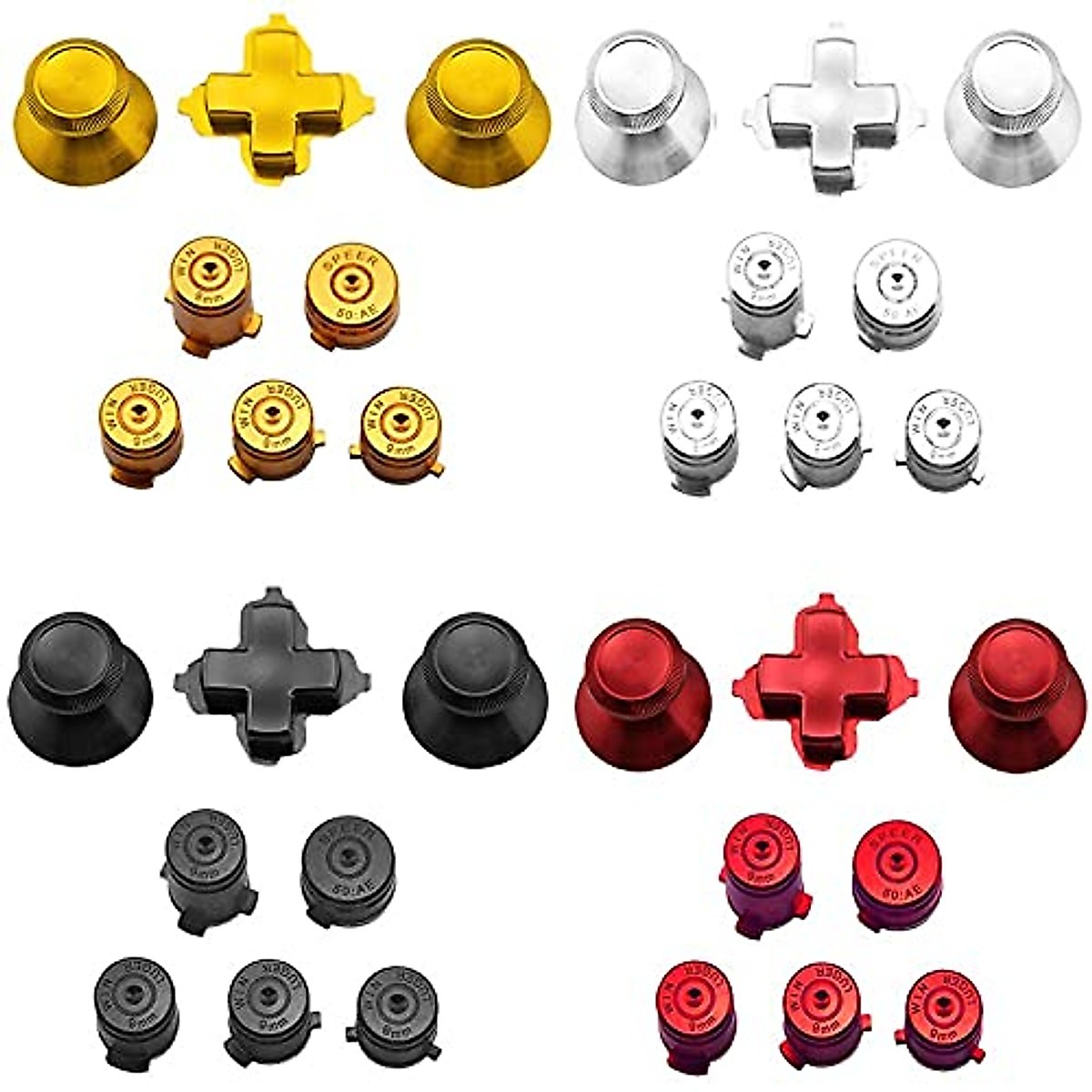 OCity Aluminium Metal Thumbstick Joystick Analog Cap Bullet ABXY Guide Button D-Pad Dpad Buttons Replacement for Xbox one Controller (Silver)