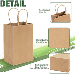 Moretoes 110pcs Small Gift Bags, 5.25x3.2x8 Inches White Kraft Paper Bags with Handles Bulk, Retail Bags for Small Business, Shopping Bags, Birthday Wedding Party Favor Bags, Merchandise Bags