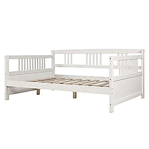 Harper & Bright Designs Full Daybed Frame, Solid Wood Daybed Frame,No Box Spring Needed, White Daybed