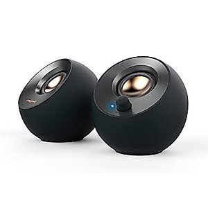 Creative Pebble V2 - Minimalistic 2.0 USB-C Powered Desktop Speakers, 3.5 mm AUX-in, Up to 8W RMS Power for Computers and Laptops, Type-A Adapter Included and Extended Cable (Black)