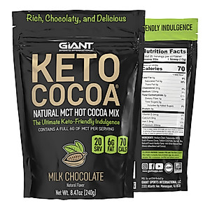 Keto Cocoa | Delicious Sugar Free Instant Hot Chocolate Mix with 6g of MCTs for Ketogenic Diet Low Carb Lifestyle | No Gluten | 20 Servings