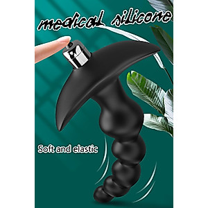 Vibrating Anal Beads Butt Plug - YOSPOSS Flexible Silicone 16 Vibration Modes Graduated Design Anal Sex Toy Waterproof Bullet Vibrator for Men, Women and Couples