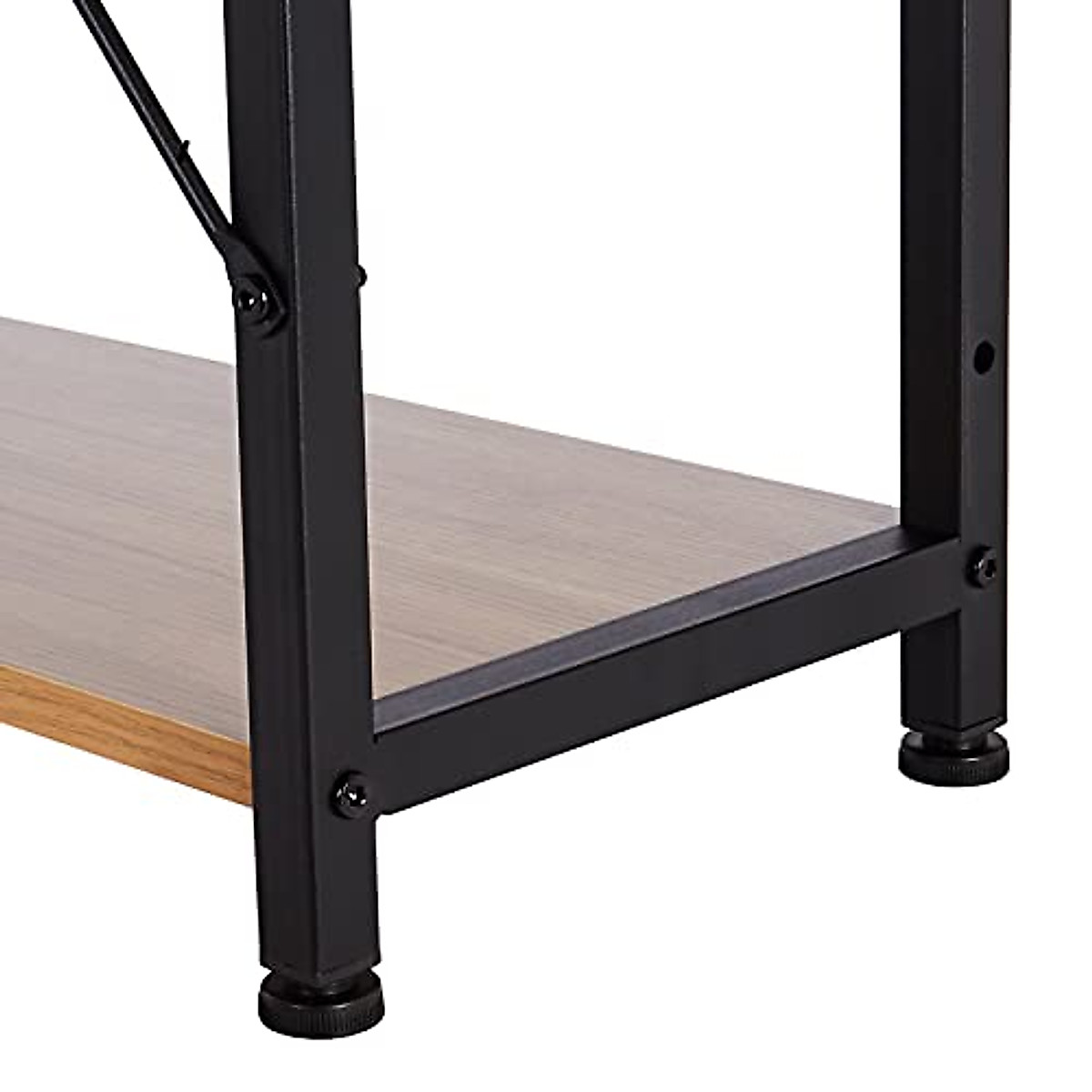 Coral Flower Tower Computer Desk with 4 Tier Shelves - 47'' Multi Level Writing Study Table with Bookshelves Modern Steel Frame Wood Desk Compact Home Office Workstation ，Light Walnut