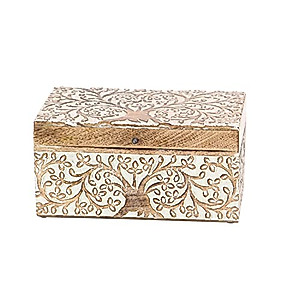 Deco 79 Mango Wood Floral Box with Hinged Lid, Set of 3 8", 10", 12"W, Brown