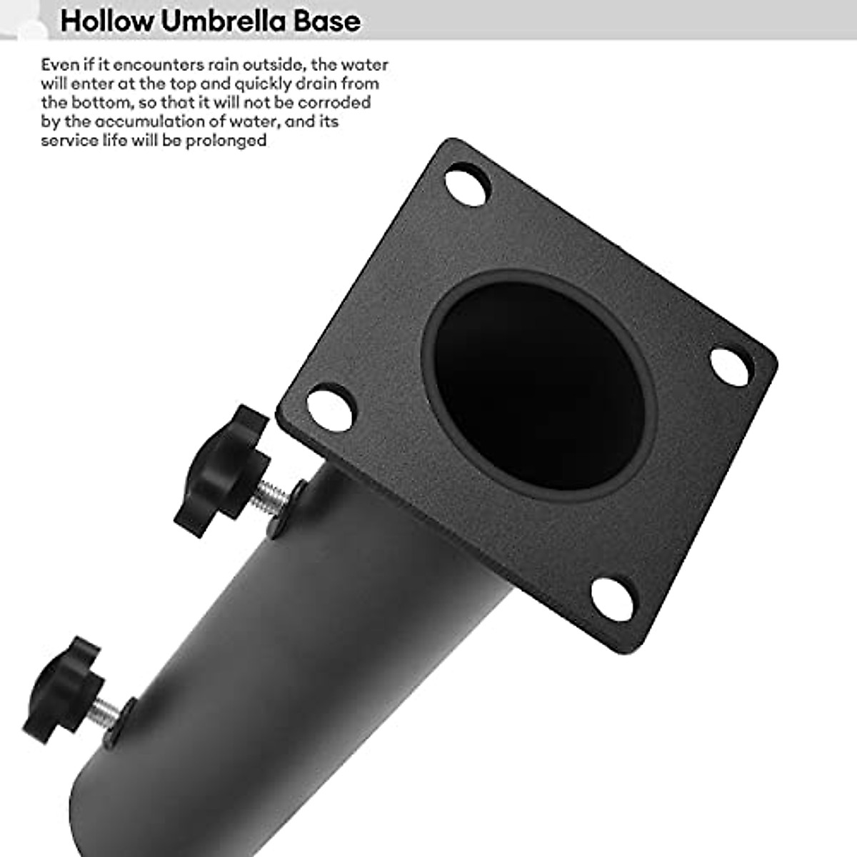 Deck Umbrella Mount Outdoor, 2.16'' Diameter In Wood Ground Flag Pole Holder , Bolt Down Windsock Pole Base Bracket, Adjustable Patio Table Umbrella Stand Outside for Garden Backyard Balcony Poolside Dock