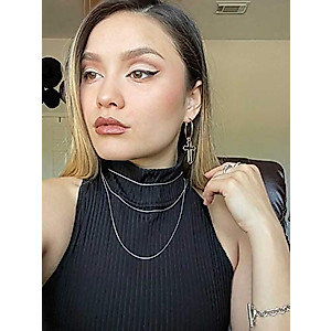 NAG.HC 925 Sterling Silver 0.8MM Box Chain Necklace for women - Available in 18K Gold or Silver or White Gold - Dainty&Thin&Strong&Add charm(18",silver)