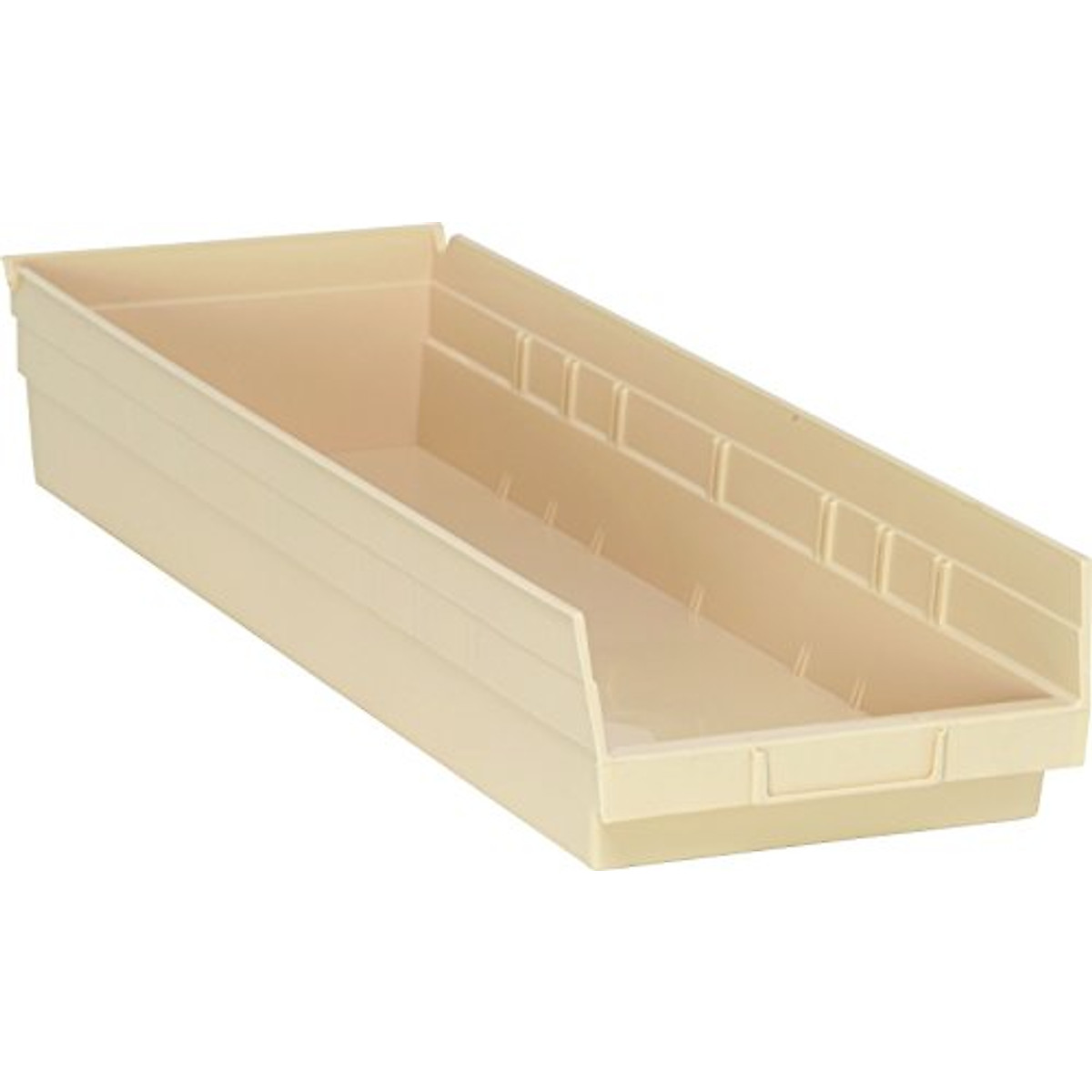 Quantum Storage Systems Quantum Storage QSB114IV 6-Pack 4" Hanging Plastic Shelf Bin Storage Containers, 23-5/8" x 8-3/8" x 4", Ivory