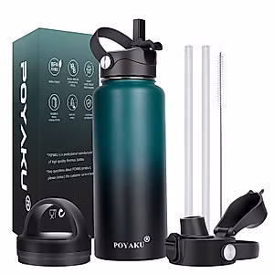 32oz Insulated Stainless Steel Water Bottle with Straw & Spout Lid, Double Wall Sweat-proof BPA Free to Keep Beverages Cold For 24Hrs or Hot For 12Hrs