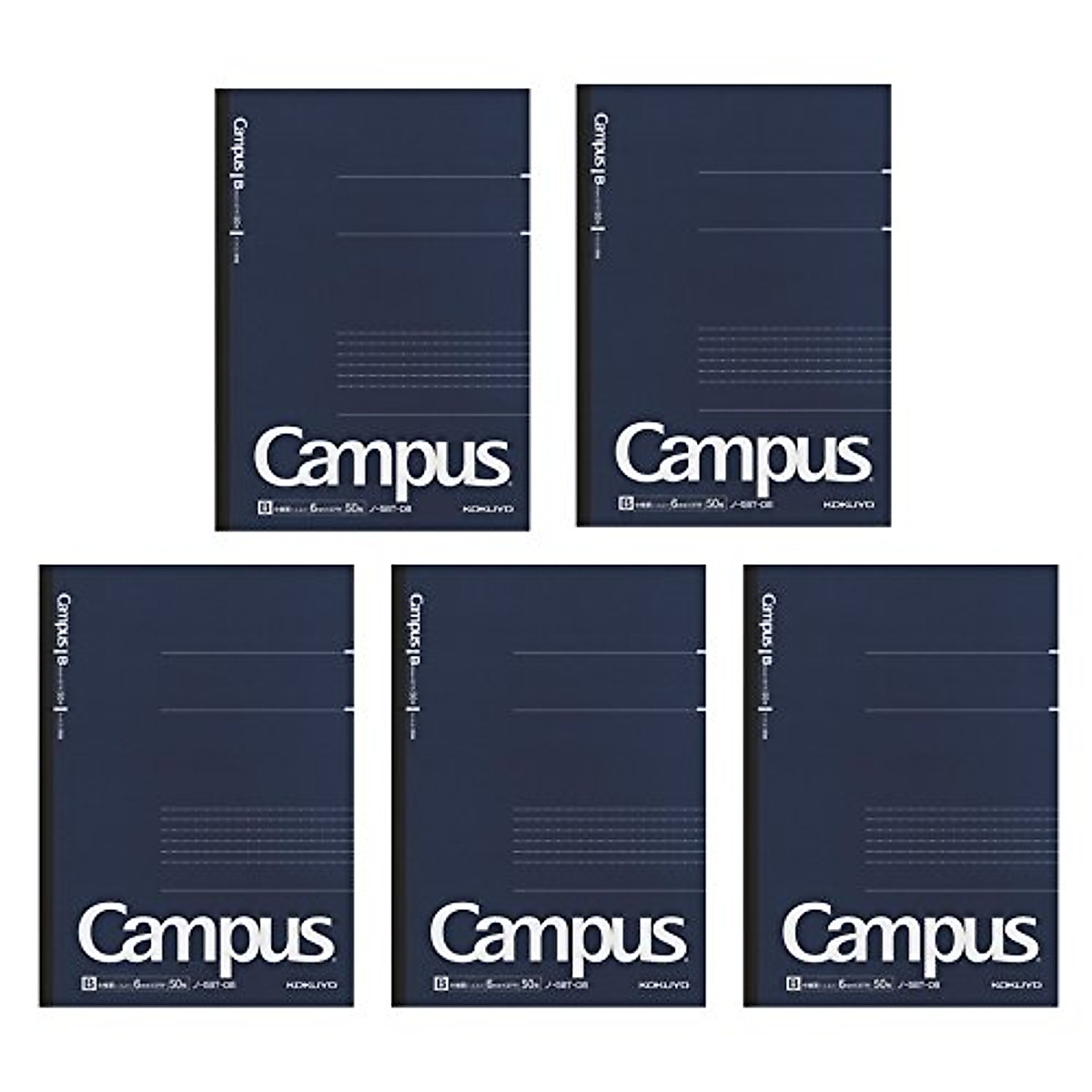 Kokuyo Campus Pre-Dotted Notebook, Semi B5-dotted 6 mm Rule - 30 Lines X 50 Sheets - 100 Pages, Pack of 5 Dark Blue