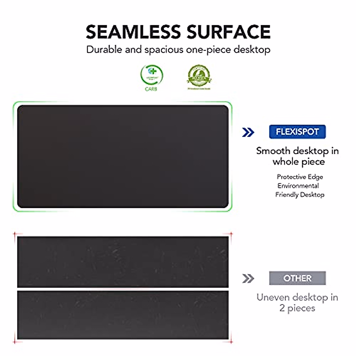 FLEXISPOT Electric Black Standing Desk Whole Piece 55 x 28 Inch Desktop Adjustable Height Desk Home Office Computer Workstation Sit Stand up Desk (White Frame + 55" Black Top, 2 Packages)