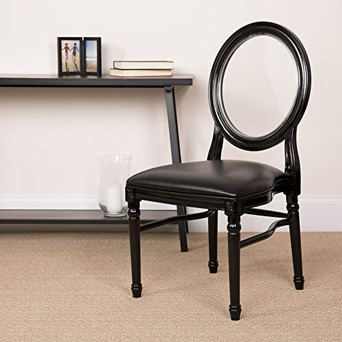 Flash Furniture 2 Pk. HERCULES Series 900 lb. Capacity King Louis Chair with Transparent Back, Black Vinyl Seat and Black Frame