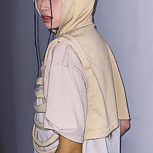 Mieeyali Women Y2K Skeleton Hoodies Vest Sleeveless Ghost Skull Pullover Sweatshirt Shirts Halloween Clothes Streetwear (Skeleton Hoodies Vest Brown, L)