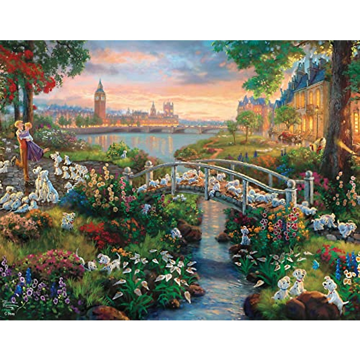 Ceaco - 4 in 1 Multipack - Thomas Kinkade - Disney Dreams Collection - Donald & Daisy Duck, 101 Dalmatians, Mickey, Minnie, & Pluto, & The Little Mermaid - (4) 500 Piece Jigsaw Puzzles