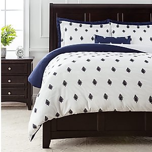 Chanasya Premium Fleur De Lis Embroidered Queen Size 6-Piece Duvet Cover Set - Luxury TexturedVintage Style Traditional French Brushed Microfiber Comforter Cover Bedding Sets - Royal Blue Cream