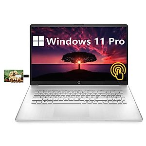 HP 17.3" HD Touchscreen Business Laptop, AMD Ryzen 5-5500U, Windows 11 Pro, 32GB RAM, 1TB SSD, HDMI, Wi-Fi, Numeric Keypad, Bluetooth, Webcam, 32GB Durlyfish USB Card