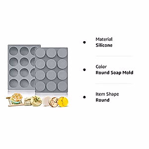 2PCS 12Cavity Cylinder Silicone Mold/Round Soap Molds Handmade Shower Steamer Molds for Bath Bombs,Shower Tablets, Lotion Bars ,Beeswax,Candles