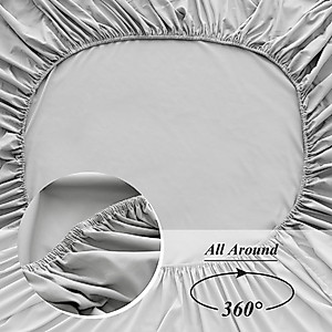 Twin Fitted Sheet Only with Side Storage Pocket - Premium 1800 Super Soft & Cozy Microfiber, Wrinkle, Fade, Shrinkage Resistant Deep Pocket Twin Size Fitted Bottom Sheet, Light Gray