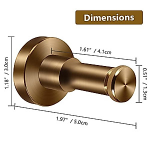 Kayfia 4 Packs Towel Hooks for Bathrooms Metal Bathroom Bathroom Hooks Wall Hooks Towel Hook for Hanging Coats Robes Toilet Living Room Office (4, Bronze)