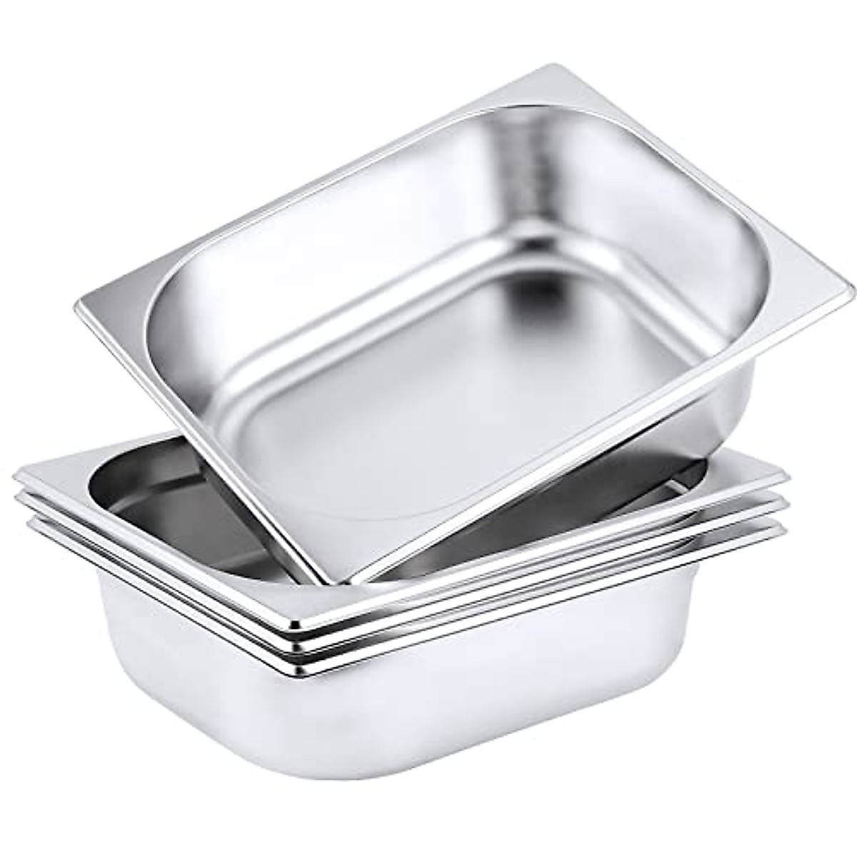 KOHAND 4 Pack 1/2 Sizes Steam Table Pan, Anti-Jam Stainless Steel Steam Pan, Hotel Pan for Parties, Restaurants and Catering Supplies, 2-1/2 Inch Deep
