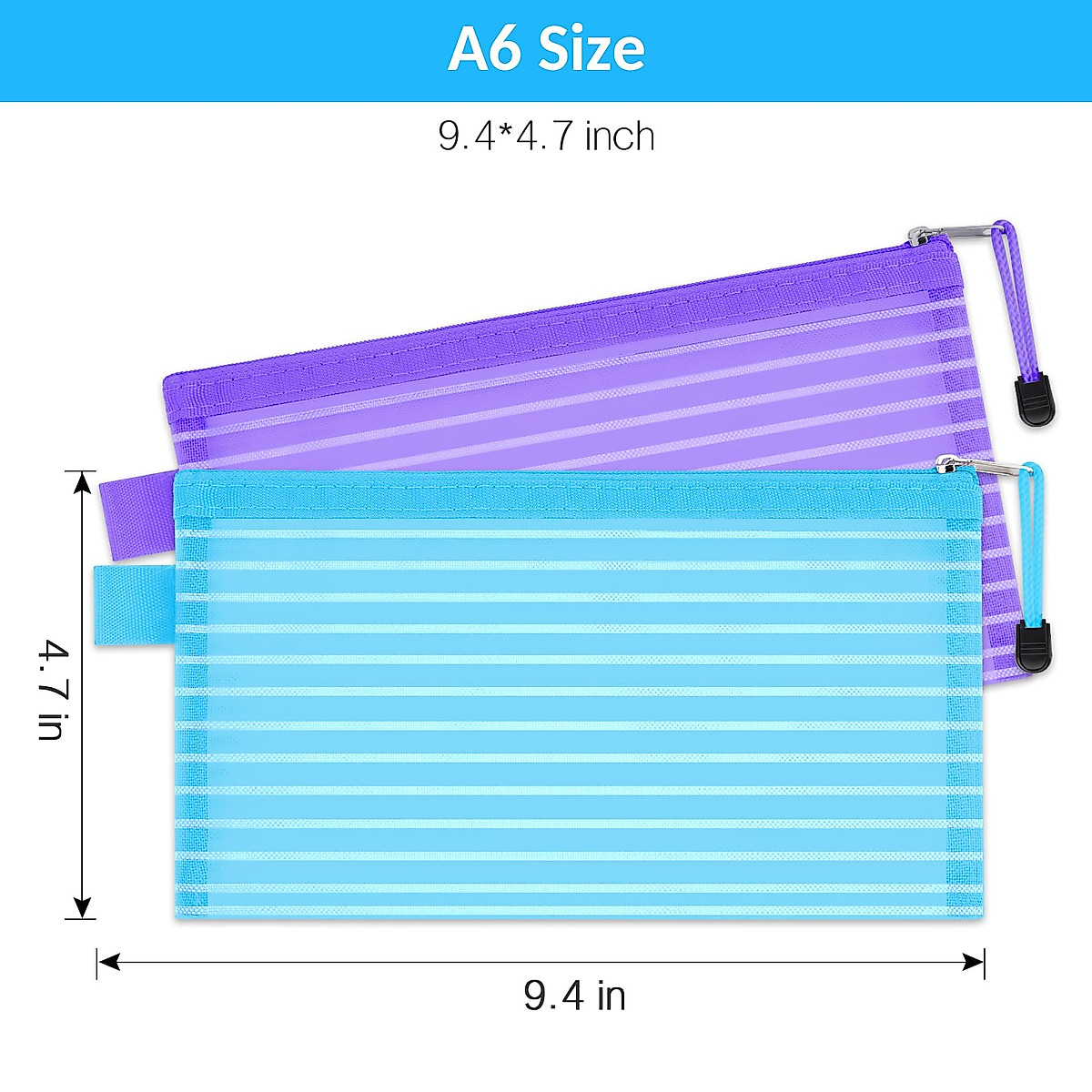 Sooez 20 Pack Zipper Mesh Pencil Pouches, 10 Colors Mesh Pencil Case Pencil Pouch Bulk, Pencil Bags Pouches with Zipper Bulk, A6 Small Mesh Bags with Zipper for Cash, Travel Office Home