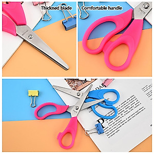 ANJOBIBI Kids Scissors, Blunt-Tip Scissors Stainless Steel Blades & plastic handle, Scissors for School or Crafting, Back to School Supplies,13.5cm, 2 Pack（Blue+Pink)