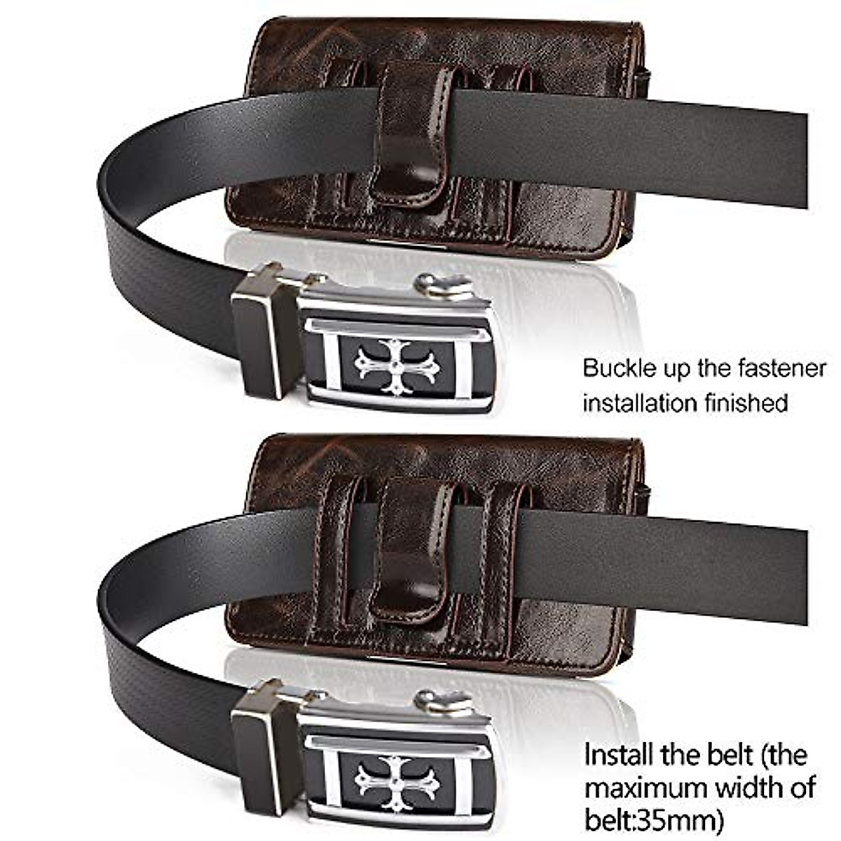 Belt Holster Case for iPhone 14 Pro Max 14 Plus, Horizontal Cell Phone Belt Holder Pouch Case with Clip for iPhone 13 Pro Max iPhone 12 Pro Max 8 Plus Pixel 6 Galaxy S22+ Plus S23+(Brown)