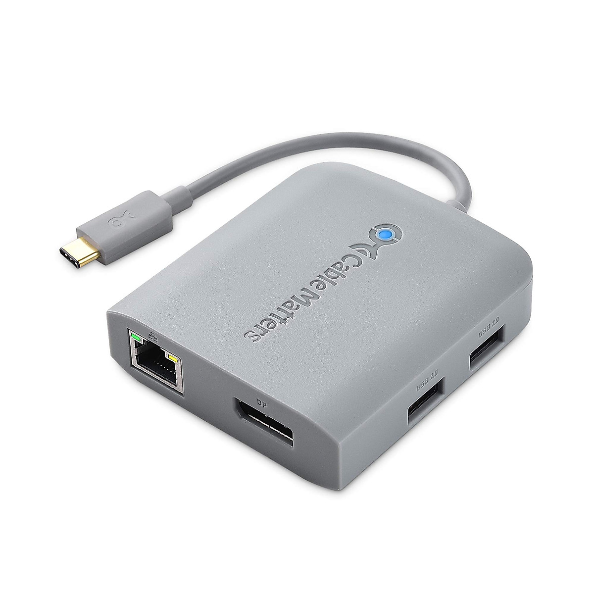 [Works with Chromebook Certified] Cable Matters USB C Hub Multiport Adapter with 4K DisplayPort, 2X USB 2.0, 100Mbps Fast Ethernet, and 60W PD