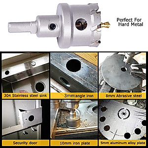 ASNOMY Tungsten Carbide Tipped Hole Saw Drill Bit for Hard Metal, 4 Inch T.C.T Hole Saw Cutter with 2pcs Titanium-Plated Pilot Drill bit for Metal, Stainless Steel, Iron, Wood, Plastic
